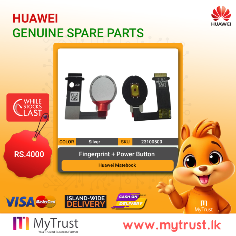 Huawei Matebook Fingerprint + Power Button-Silver – MYTRUST.LK